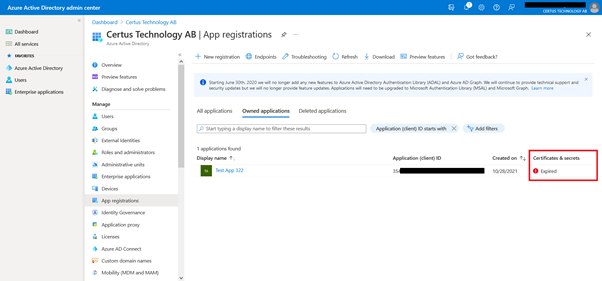 Microsoft 365 token has expired